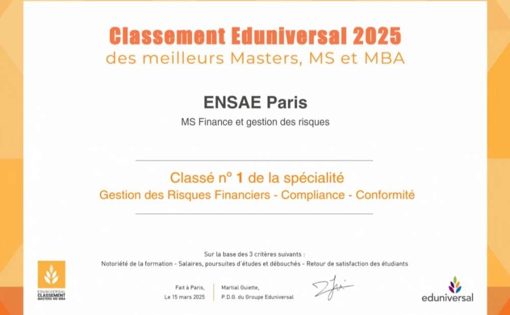 L'ENSAE Paris voit tous ses diplômes MS en tête des classements nationaux
